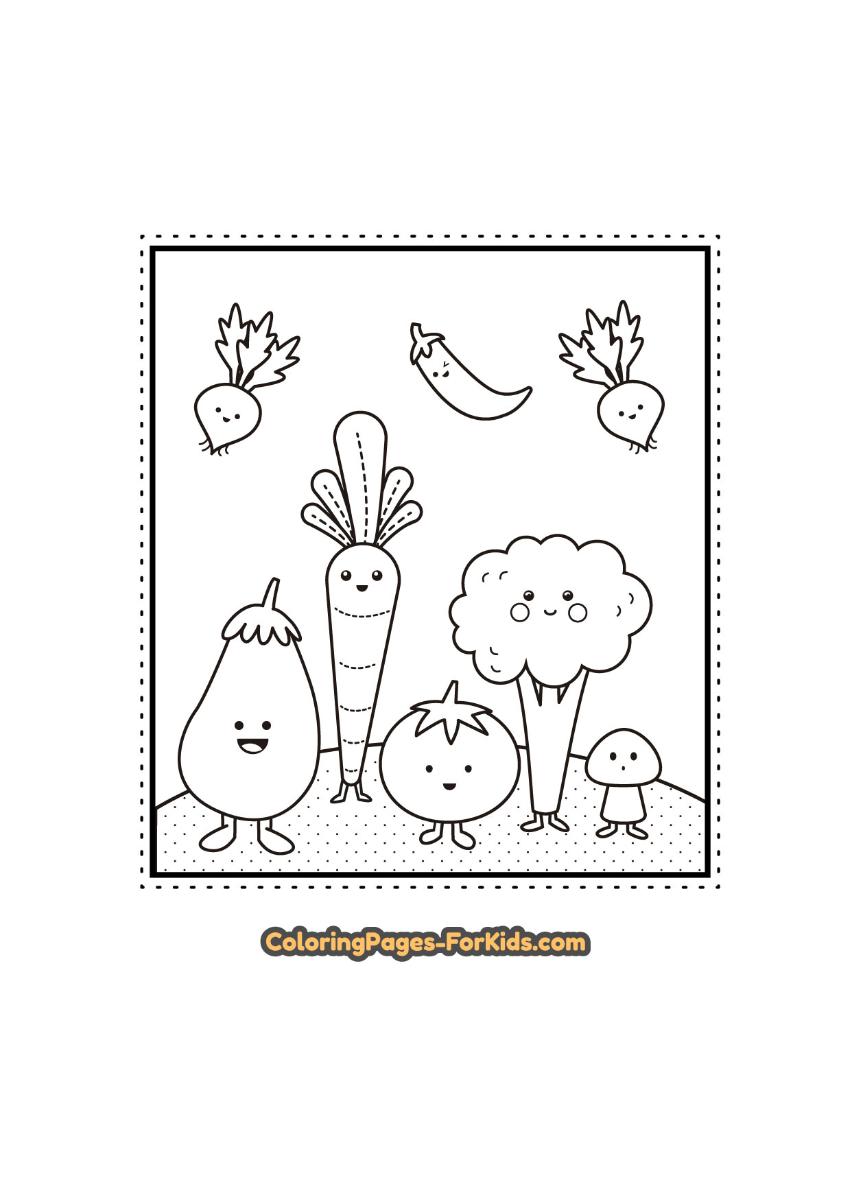 Printable and online vegetable coloring pages